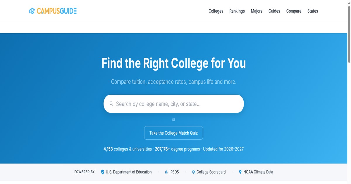 College Guide 2026: Compare Schools, Tuition & Rankings | CampusGuide